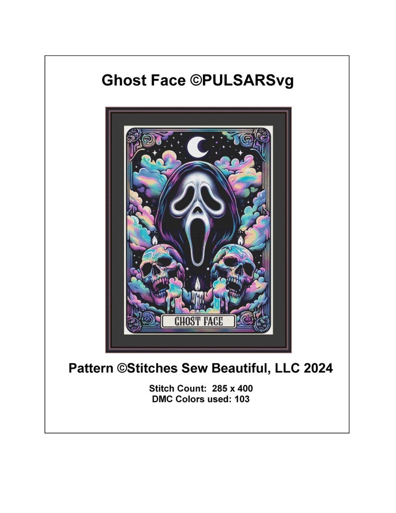 Ghost Face Counted Cross Stitch Pattern by Pulsarsvg (digital Format ...