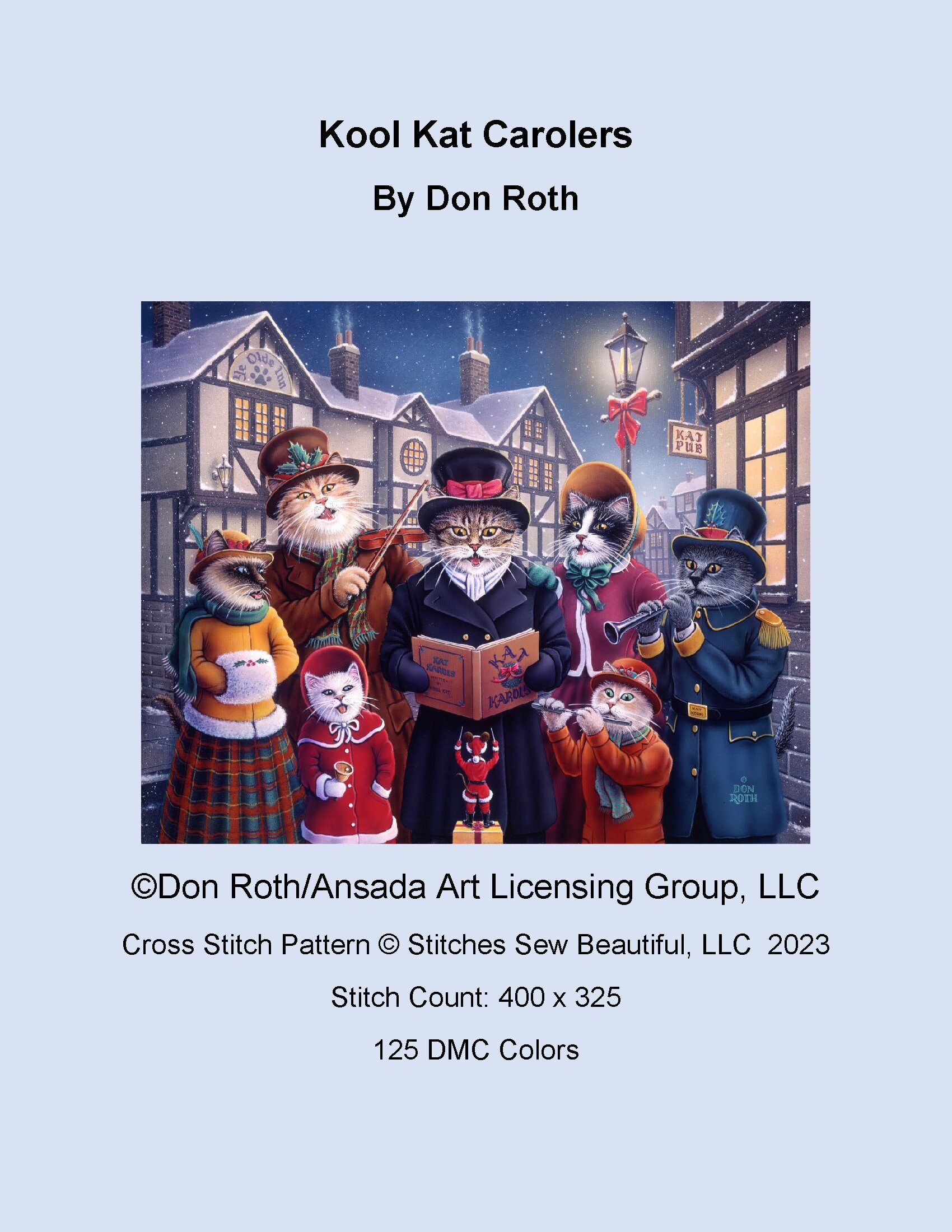 Kool Kat Carolers Cross Stitch Pattern by Don Roth/ansada Art Licensing ...