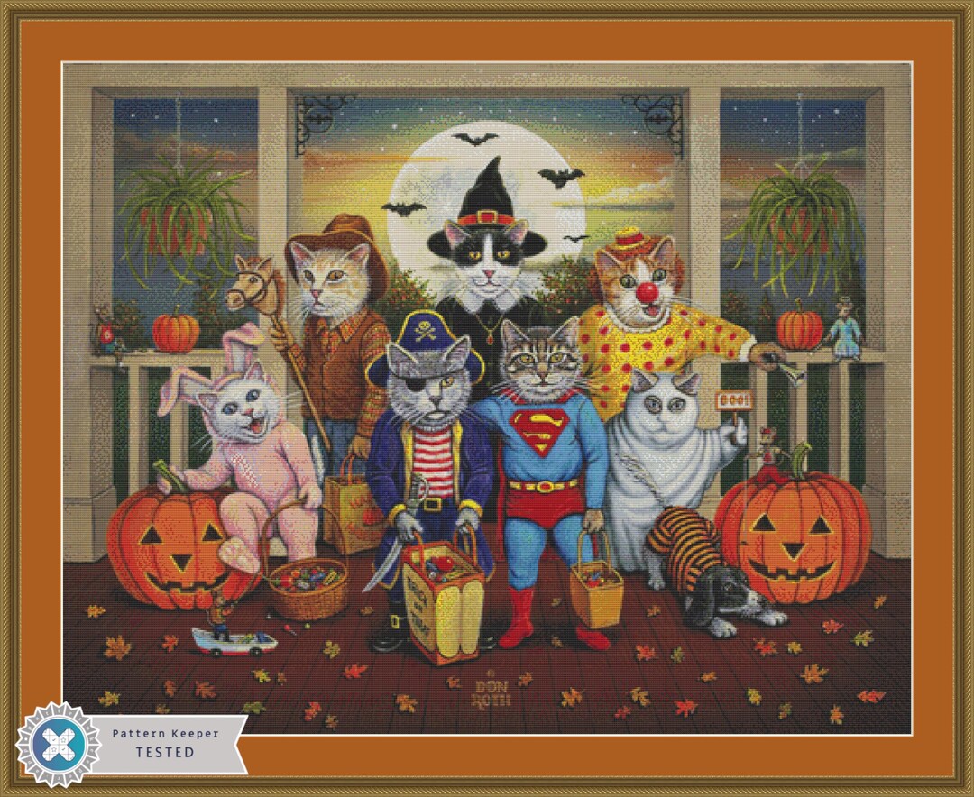 Kool-kat Halloween Counted Cross Stitch Pattern by Don Roth/ansada Art ...