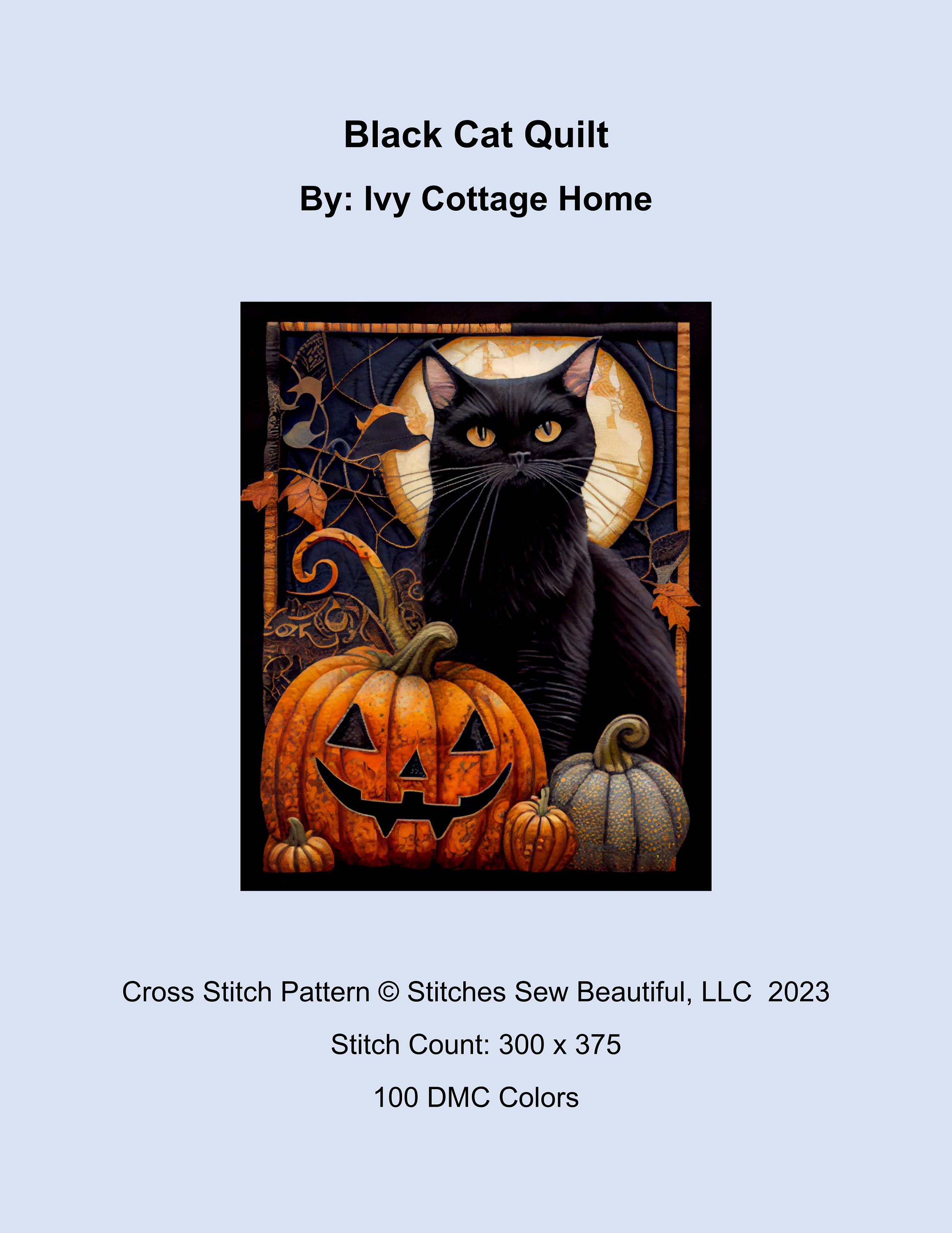 Black Cat Quilt Cross Stitch Pattern by Ivycottagehome digital Format - Etsy