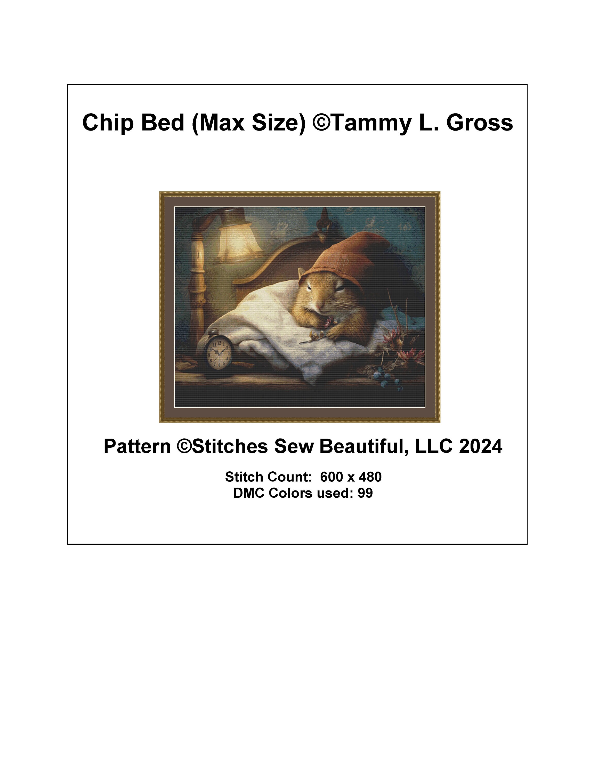 Chip Bed (max Size) Cross Stitch Pattern by Tammy L. Gross (digital ...