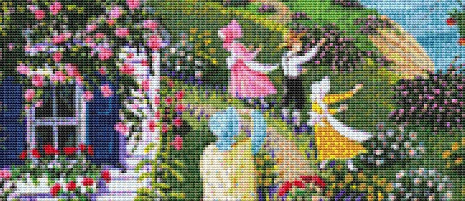 Rambling Rose Cottage Cross Stitch Pattern by Joseph Holodook (digital ...
