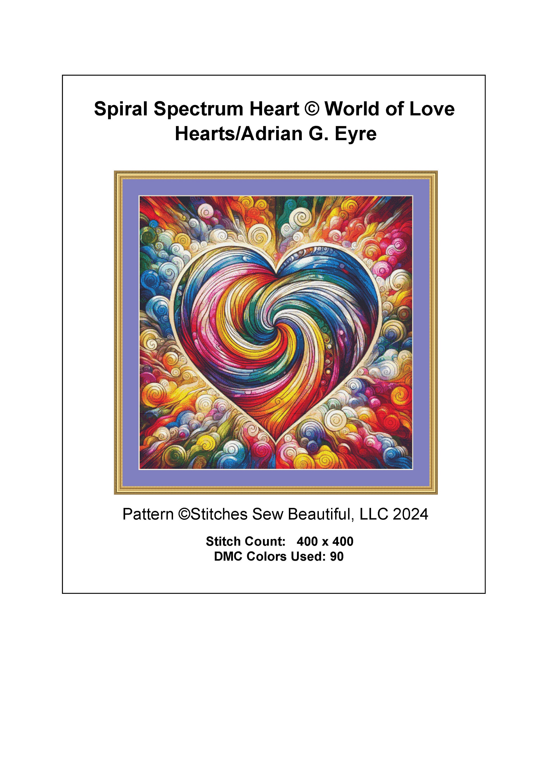 Spiral Spectrum Heart Cross Stitch Pattern by World of Love Hearts ...