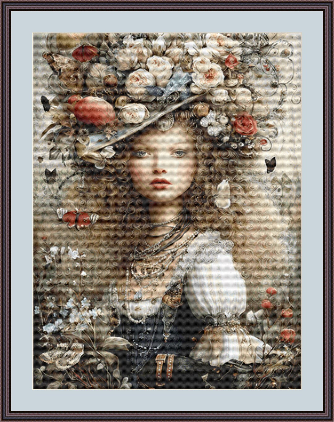Victorian Floral Maiden Counted Cross Stitch Pattern by Bryna T Art ...