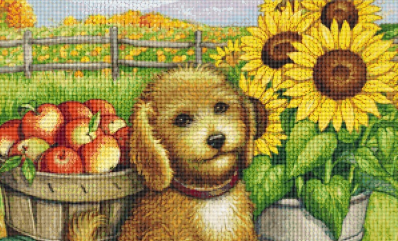 Fall Cockapoo Cross Stitch Pattern by Rose Mary Berlin/ansada Art ...