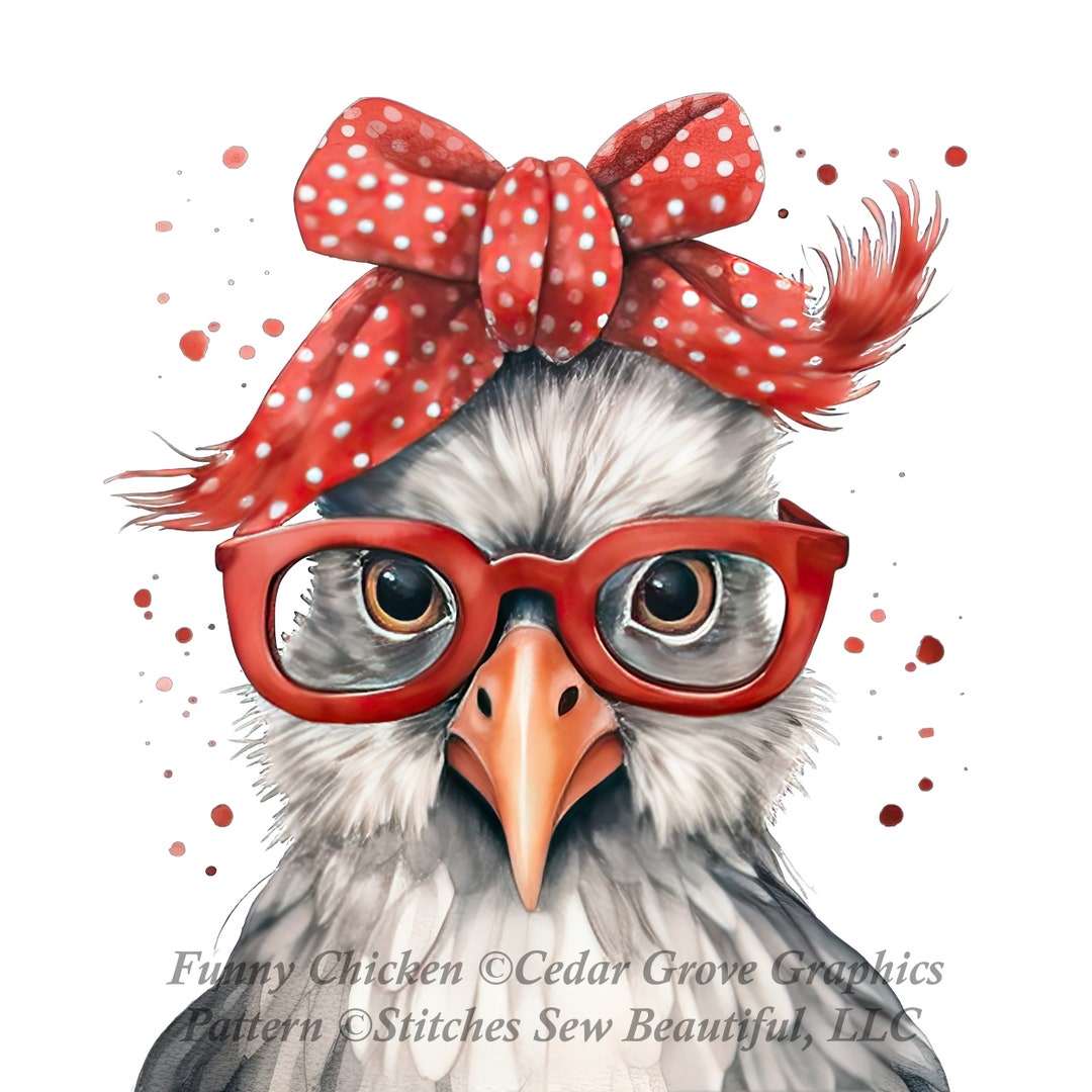 Funny Chicken Cross Stitch Pattern by Cedargrovegraphics (digital ...