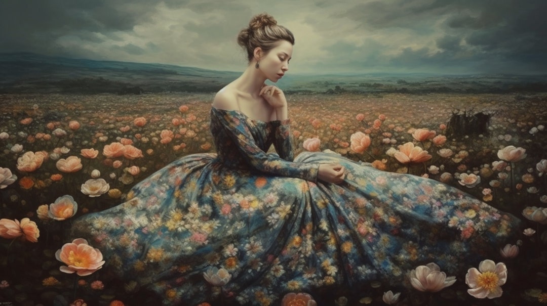 Woman in a Field of Flowers 2 Cross Stitch Pattern by Eder Jose Rosa ...