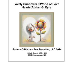 Lovely Sunflower Counted Cross Stitch Pattern by World of Love Hearts ...