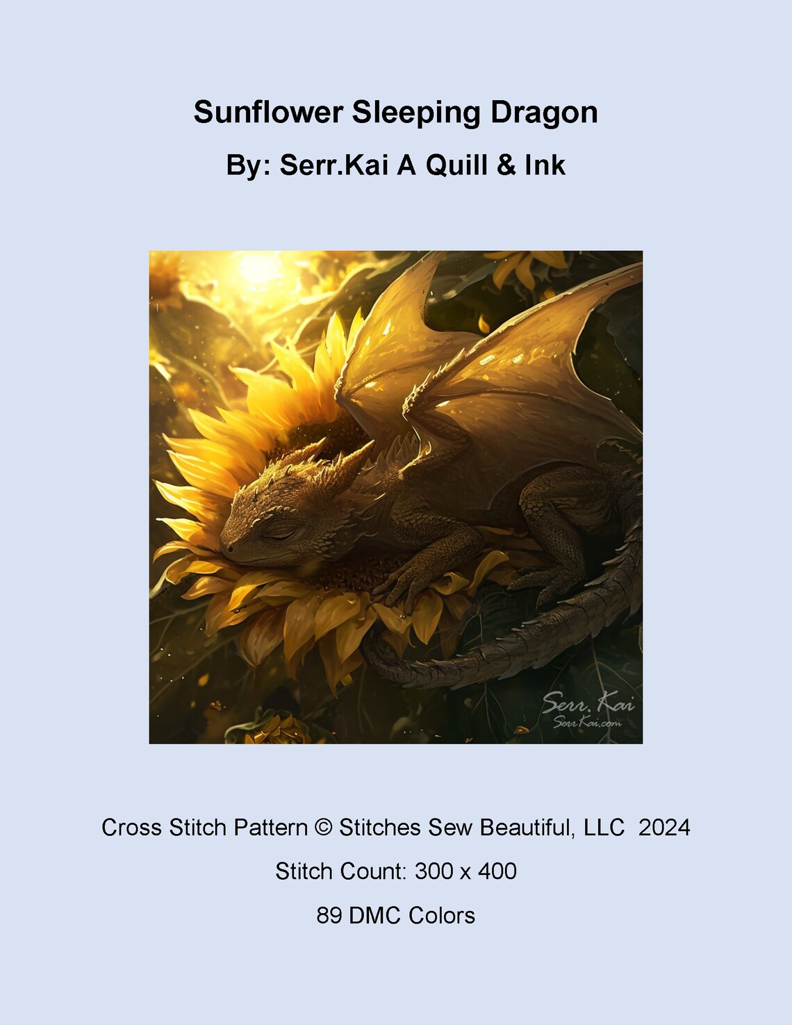 Sunflower Sleeping Dragon Cross Stitch Pattern by Serr.kai A Quill ...