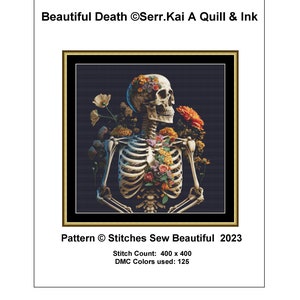 Beautiful Death Cross Stitch Pattern by Serr.kai A Quill & Ink (digital ...