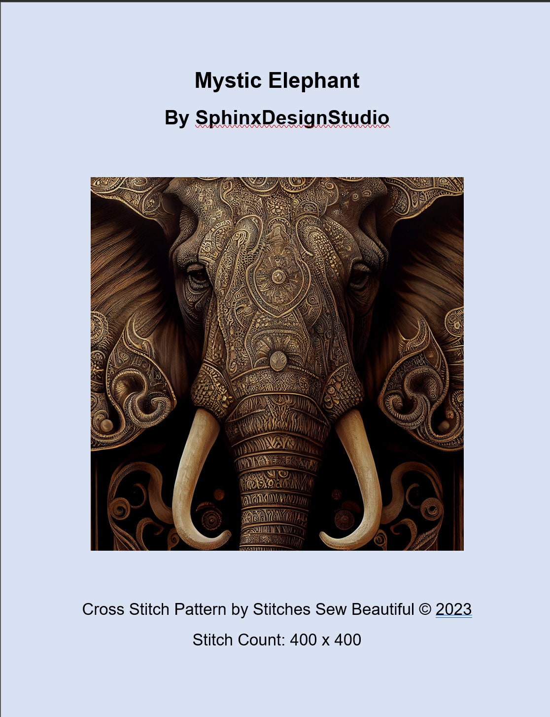Mystic Elephant Cross Stitch Pattern by Sphinxdesignstudio - Etsy