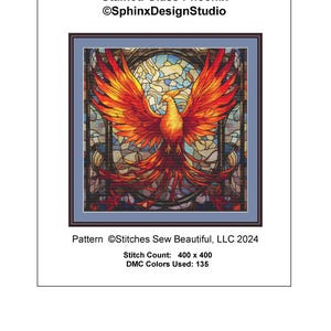Stained Glass Phoenix Counted Cross Stitch Pattern by ...