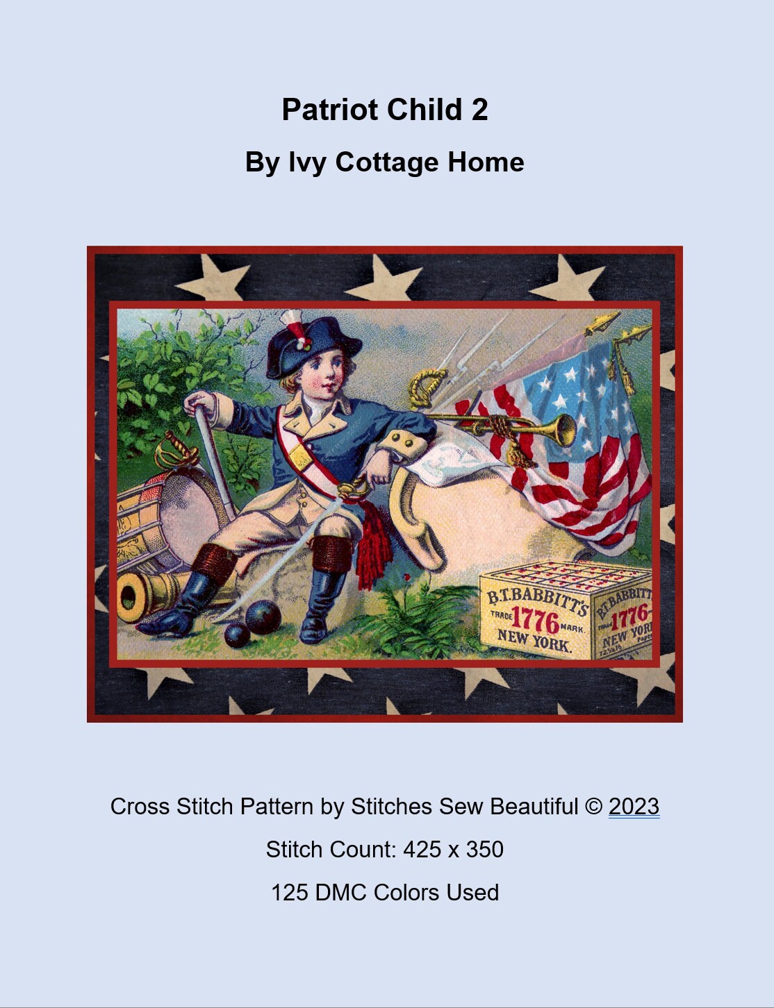 Patriot Child 2 Cross Stitch Pattern by Ivycottagehome (digital Format ...