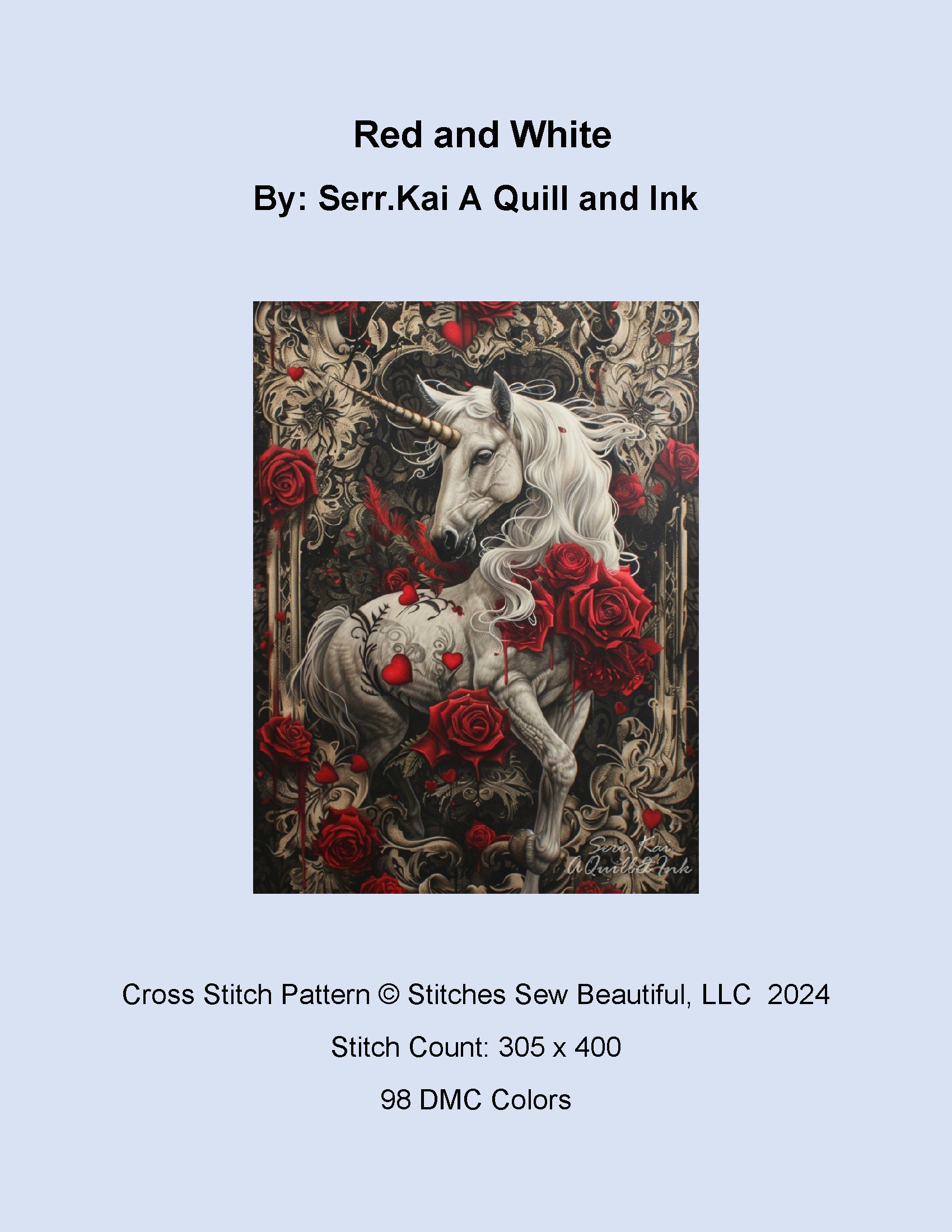 Red and White Cross Stitch Pattern by Serr.kai A Quill and Ink digital ...