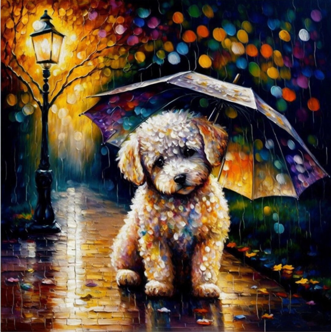 Poodle in the Rain Cross Stitch Pattern by Spinxdesignstudio (digital ...