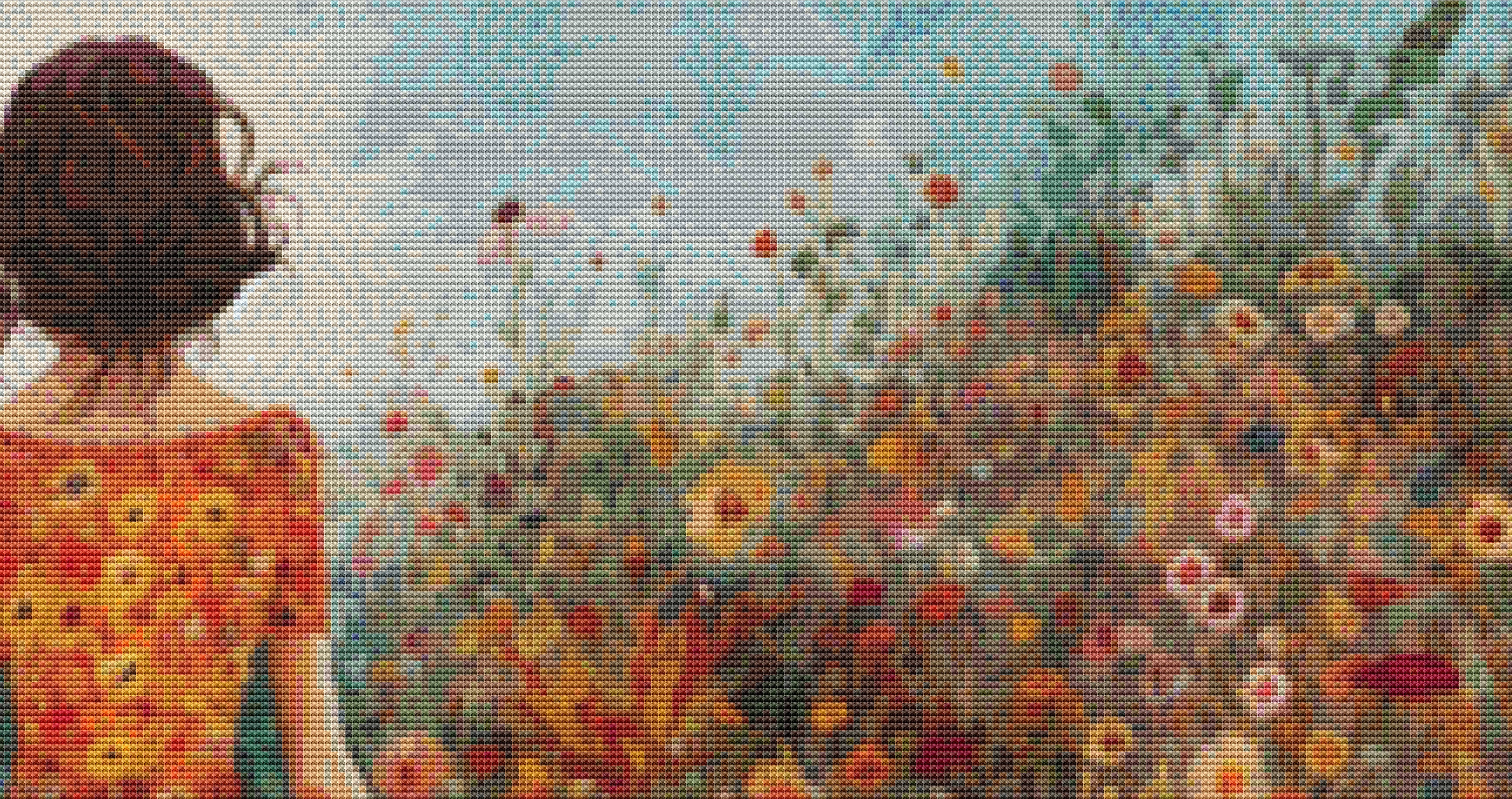 Woman in a Field of Flowers 1 Cross Stitch Pattern by Eder Jose Rosa ...