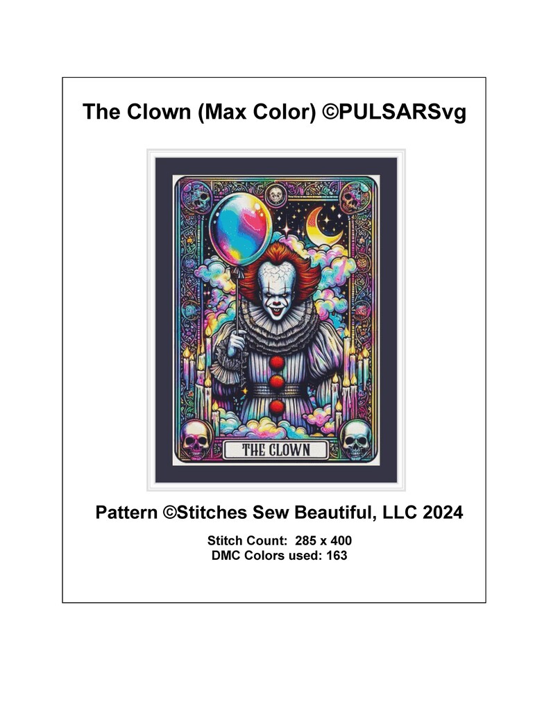The Clown (max Color) Counted Cross Stitch Pattern by Pulsarsvg ...