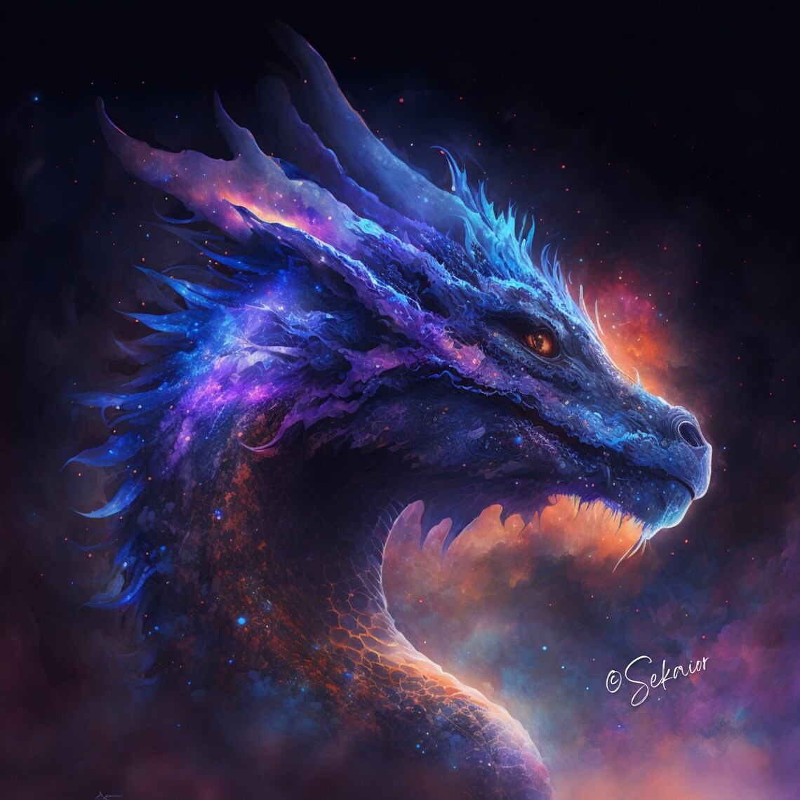 Galaxy Dragon Cross Stitch Pattern by Sekaior - Etsy