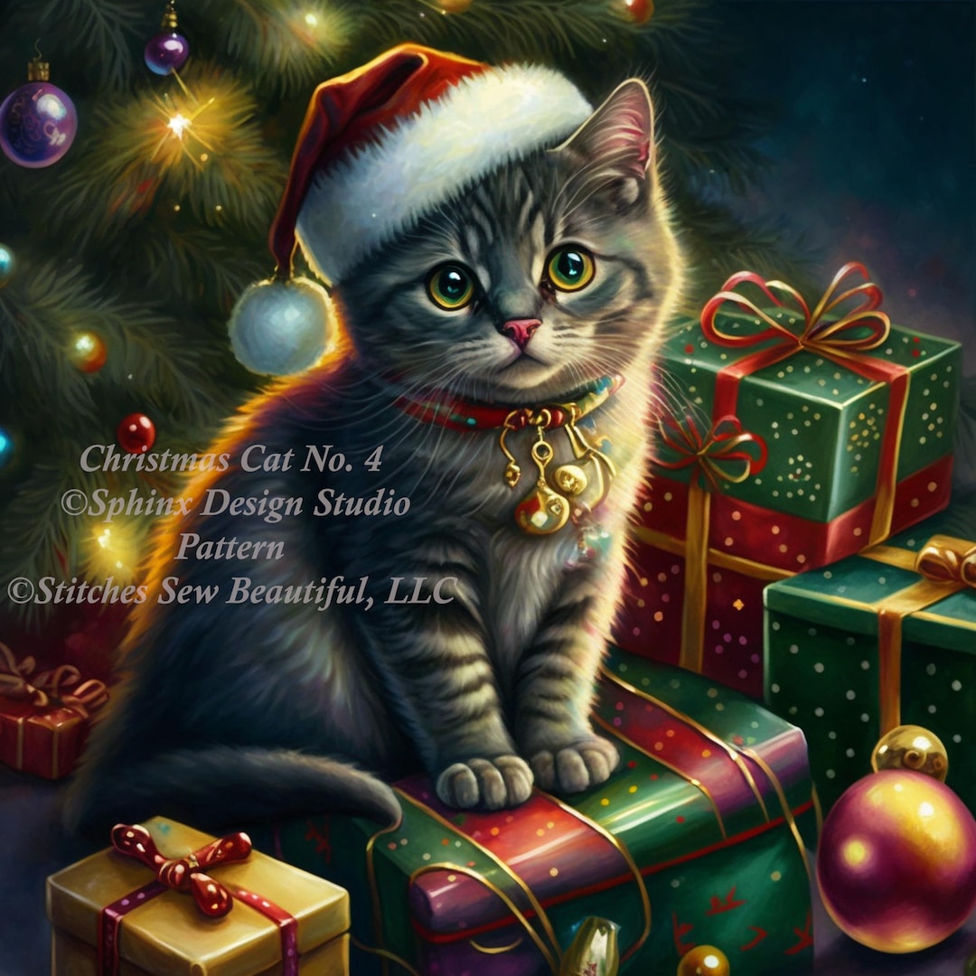 Christmas Cat No. 4 Cross Stitch Pattern by Sphinxdesignstudio (digital ...
