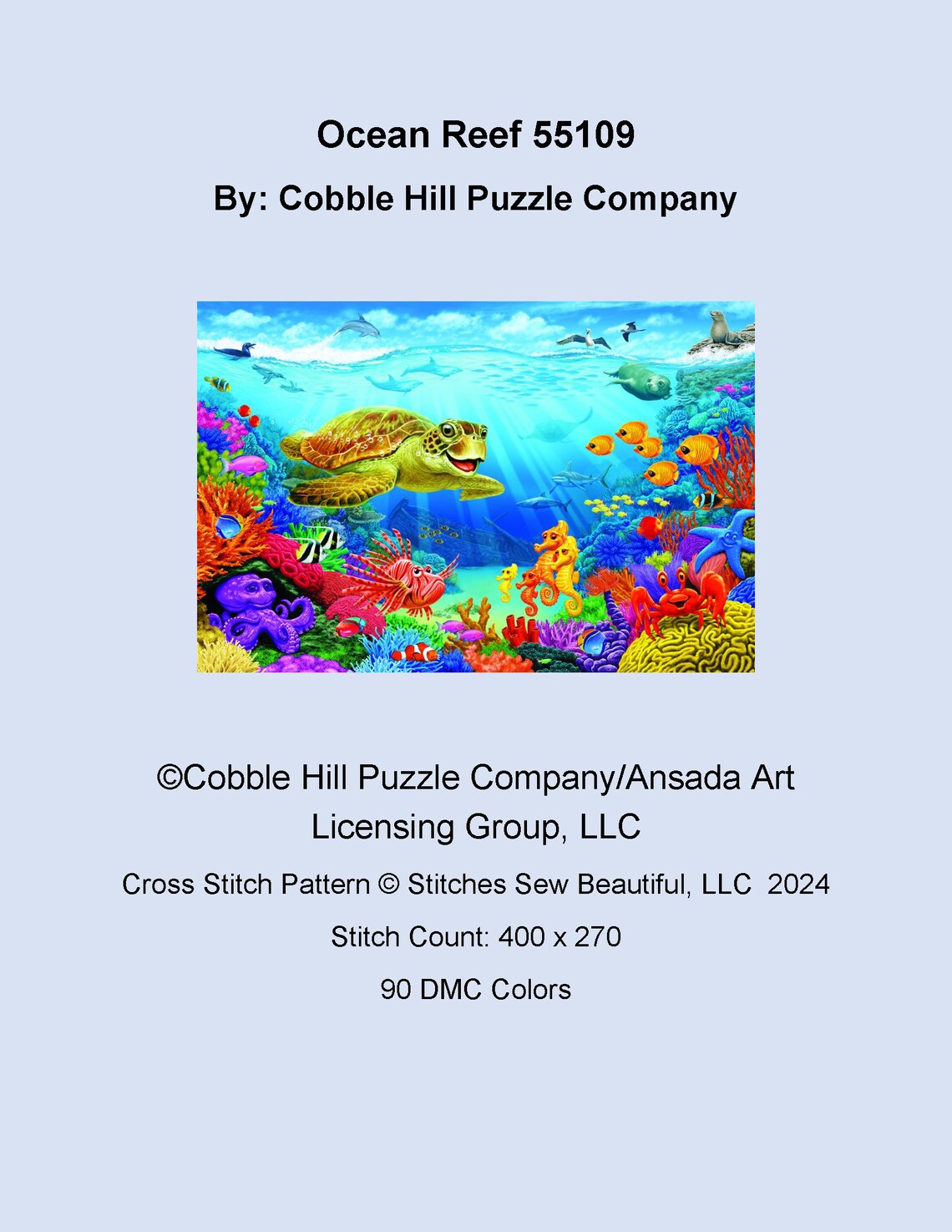 Ocean Reef 55109 Cross Stitch Pattern by Cobble Hill Puzzle Company/ansada Art Licensing Group ...