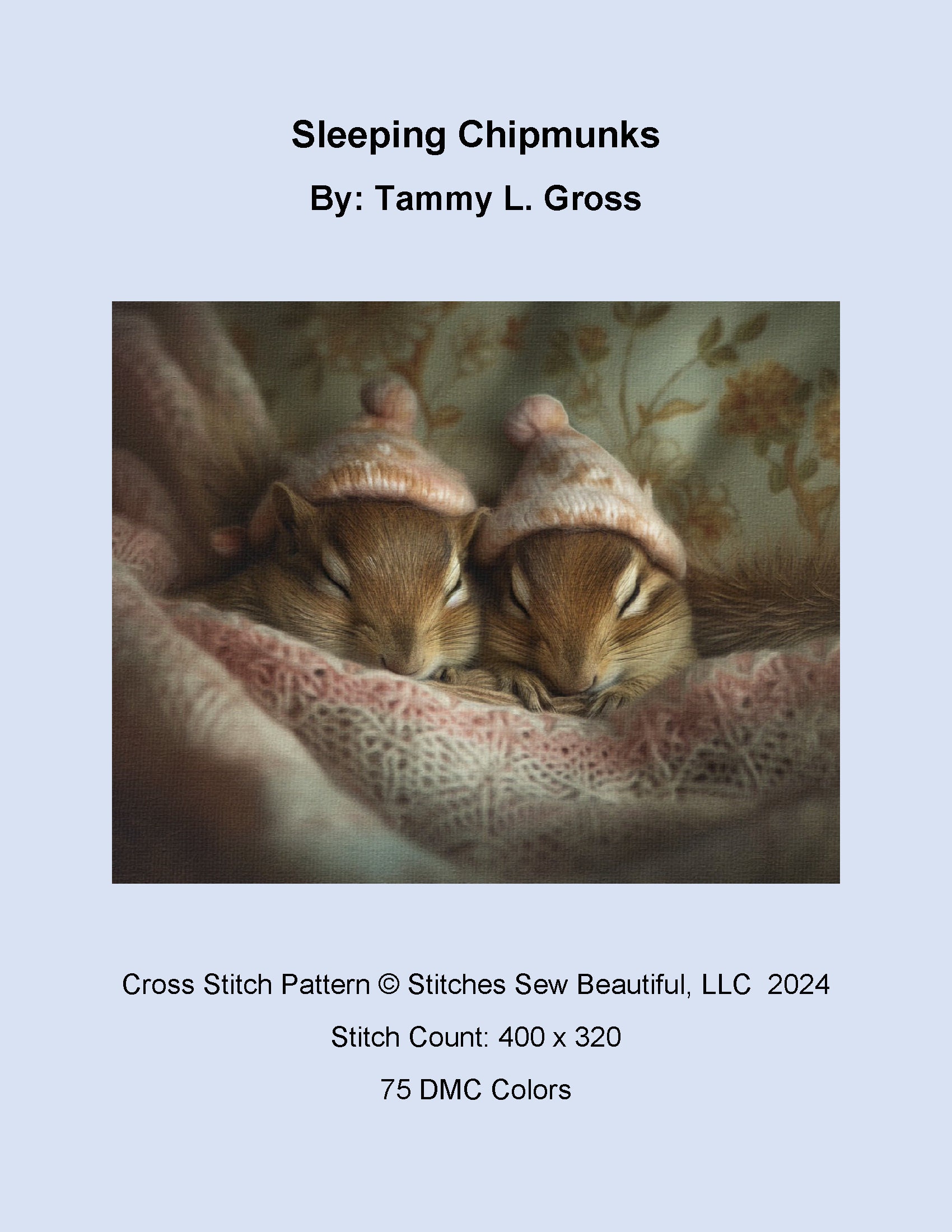 Sleeping Chipmunks Cross Stitch Pattern by Tammy L. Gross digital Format - Etsy