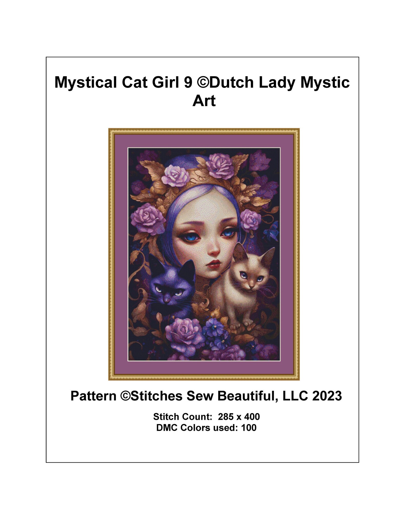 Mystical Cat Girl 9 Cross Stitch Pattern by Dutchladymysticart (digital ...