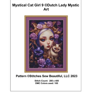 Mystical Cat Girl 9 Cross Stitch Pattern by Dutchladymysticart (digital ...