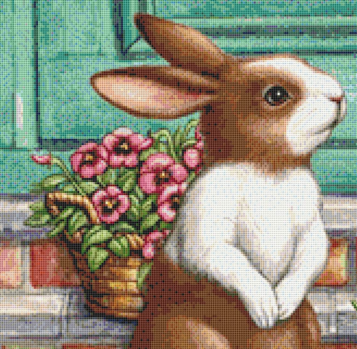 Spring Rabbit Brown Cross Stitch Pattern by Rose Mary Berlin/ansada Art ...