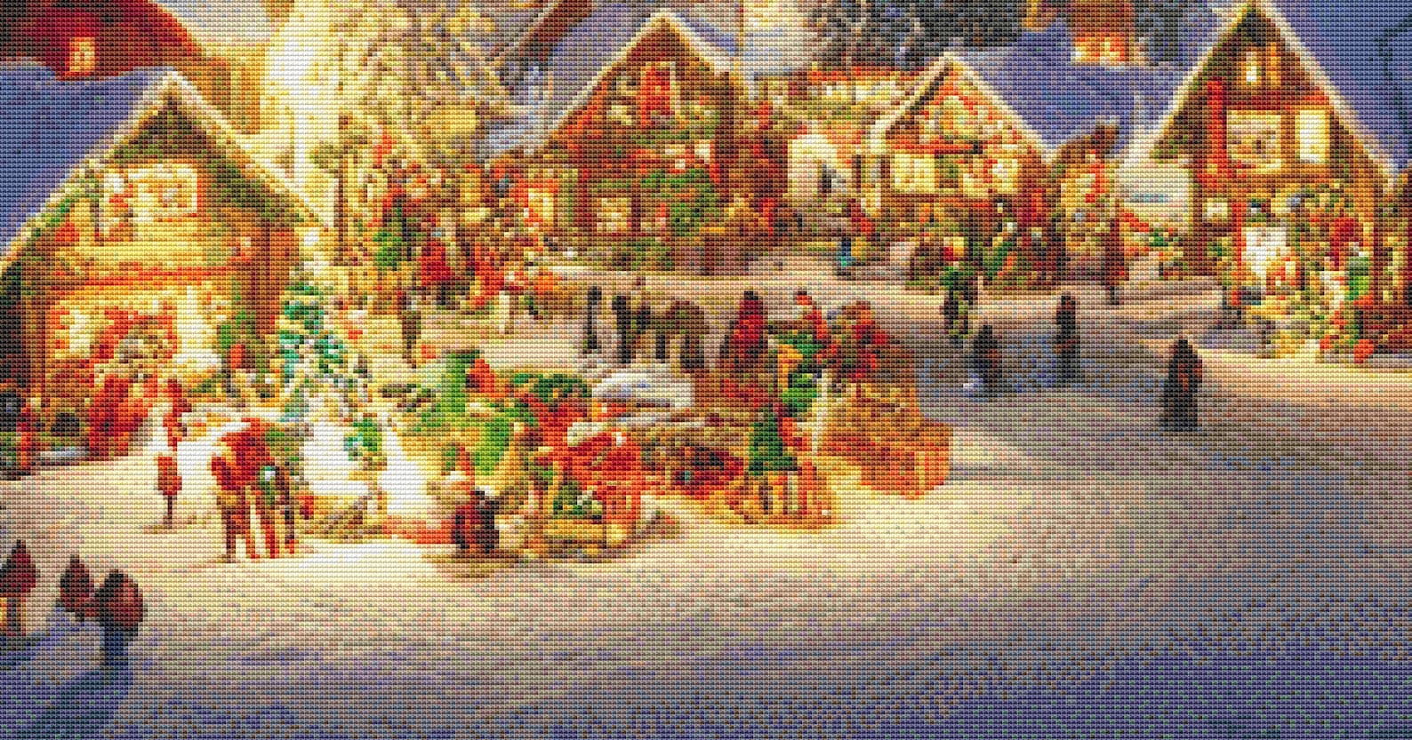 North Pole Under Northern Lights Cross Stitch Pattern by - Etsy