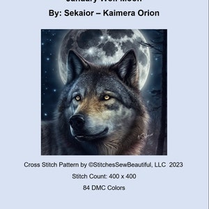 January Wolf Moon Cross Stitch Pattern by Sekaior Kaimera - Etsy