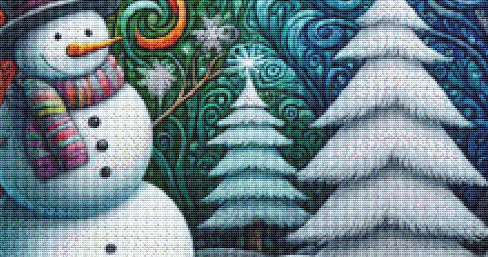 A Colorful Winter Wonderland Counted Cross Stitch Pattern by World of ...