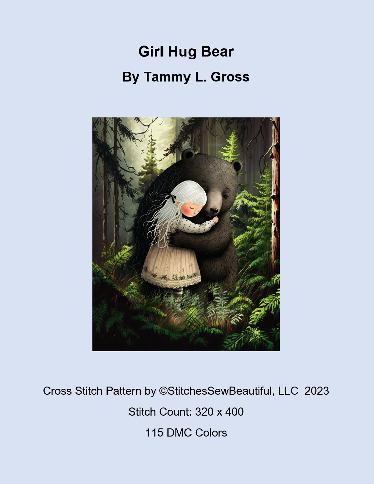 Girl Hug Bear Cross Stitch Pattern by Tammy L. Gross (digital Format ...