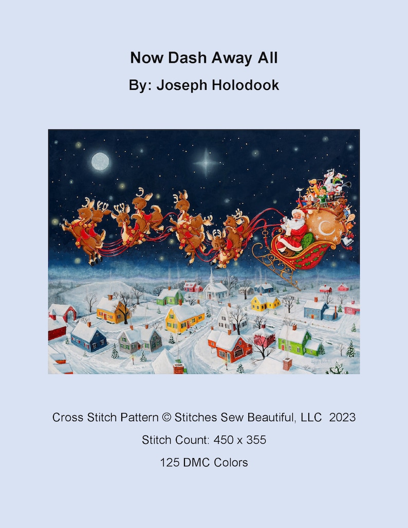 Now Dash Away All Cross Stitch Pattern by Joseph Holodook digital ...