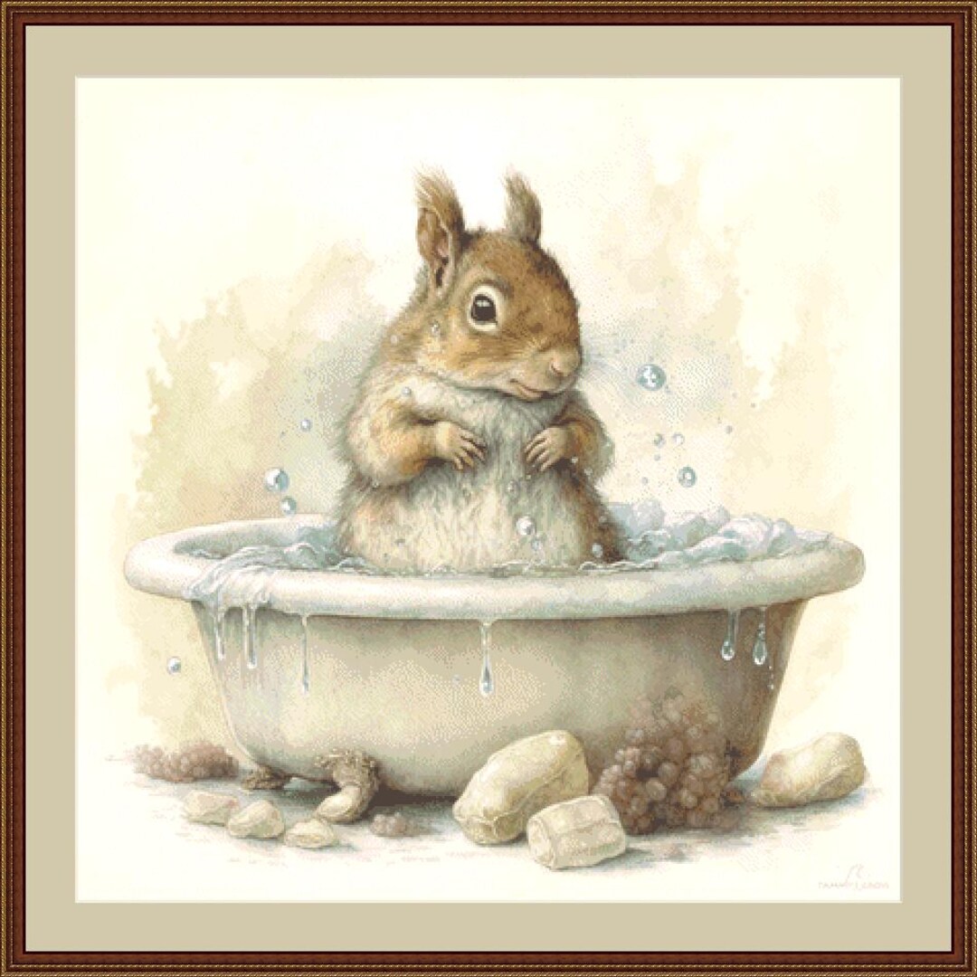 Chippy's Bath Counted Cross Stitch Pattern by Tammy L. Gross (digital ...