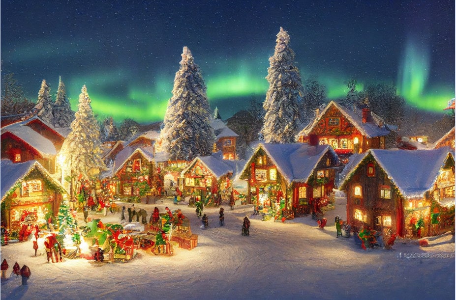 North Pole Under Northern Lights Cross Stitch Pattern by - Etsy