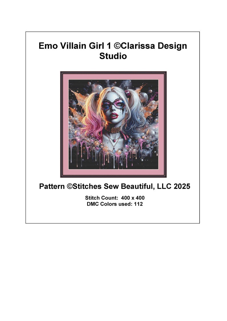 Emo Villain Girl 1 Counted Cross Stitch Pattern by Clarissa Design ...