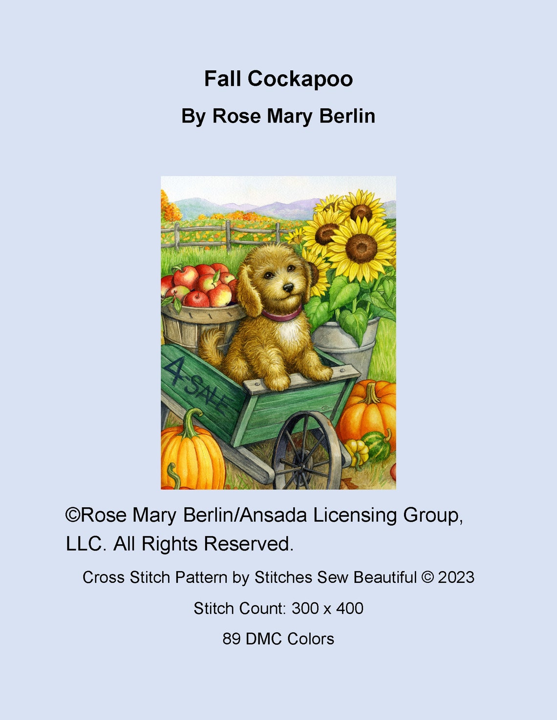Fall Cockapoo Cross Stitch Pattern by Rose Mary Berlin/ansada Art ...