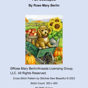 Fall Cockapoo Cross Stitch Pattern by Rose Mary Berlin/ansada Art ...