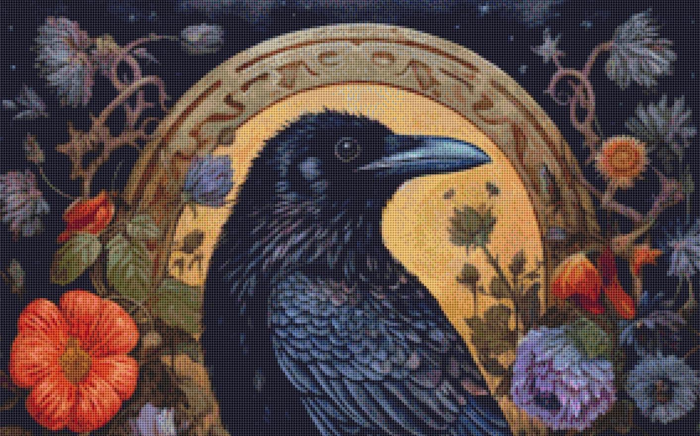 Gothic Botanical Raven Counted Cross Stitch Pattern by Dutch Lady ...