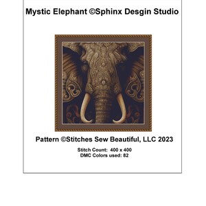 Mystic Elephant Cross Stitch Pattern by Sphinxdesignstudio (digital ...