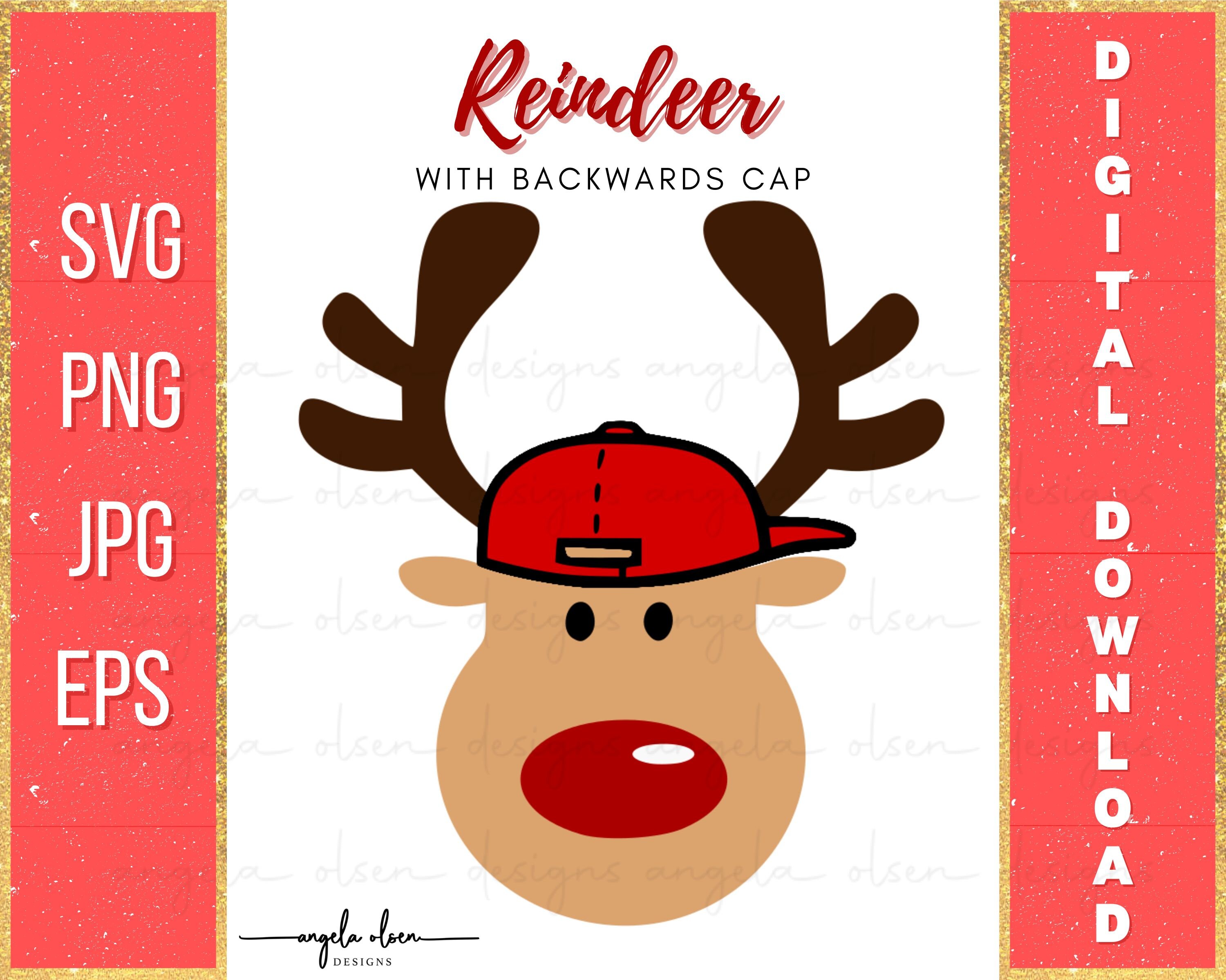 REINDEER BACKWARDS CAP Svg, Boy Reindeer With Backwards Cap Svg ...