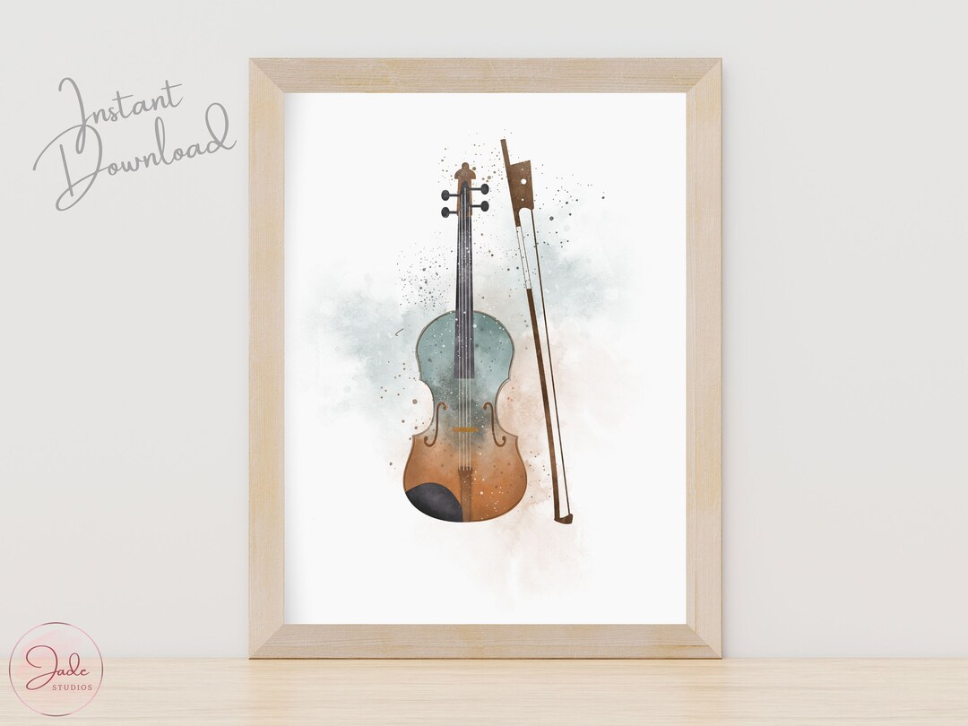 Abstract Violin Print, Watercolour Instrument Print, Teenage Wall Art ...