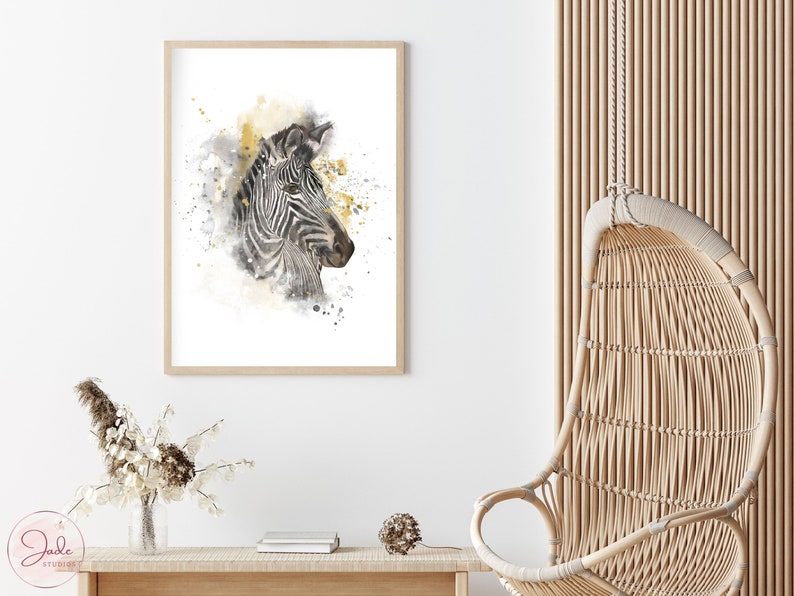Watercolour Zebra Print, Teenage Wall Art, Home Decor Wall Art, Teen ...