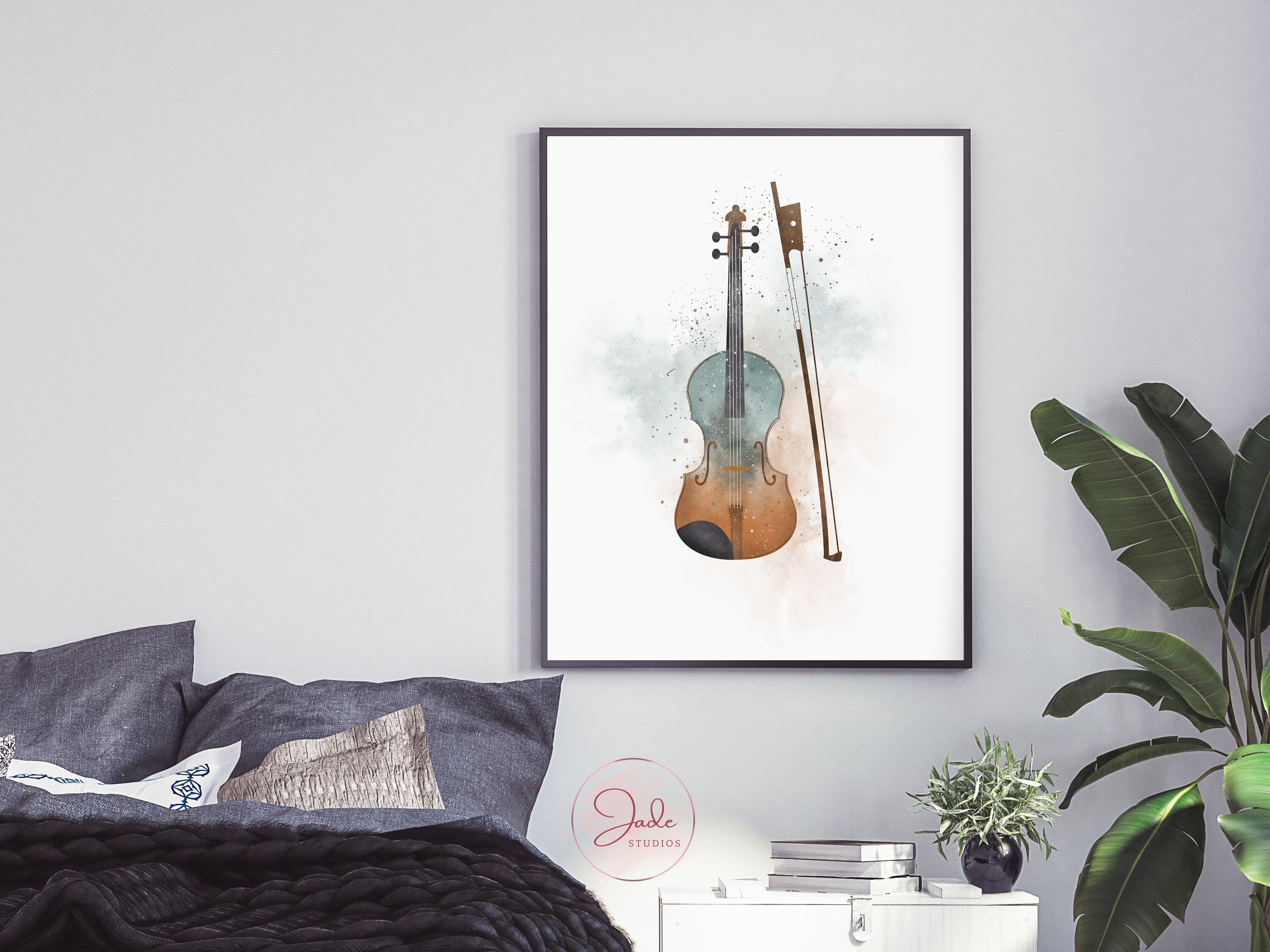 Abstract Violin Print, Watercolour Instrument Print, Teenage Wall Art ...