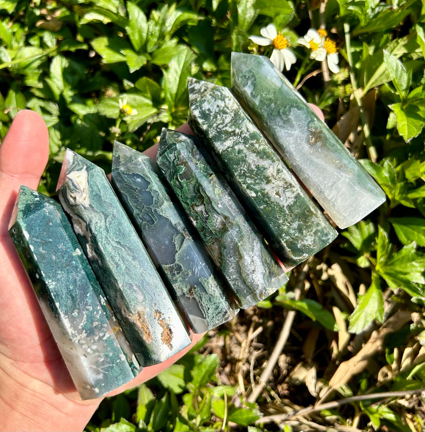 YOU CHOOSE Natural Moss Agate Tower Green Druzy Moss Agate - Etsy