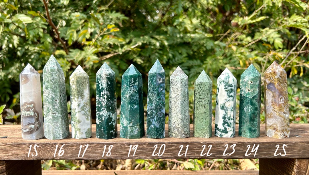 YOU CHOOSE Natural Moss Agate Tower Green Druzy Moss Agate - Etsy