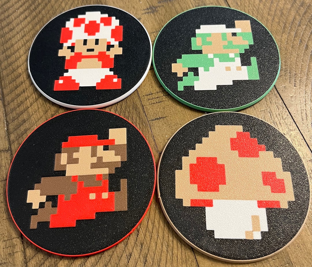 Super Mario Bros Coaster Set | Non-slip Cork Backed | 3D Printed ...