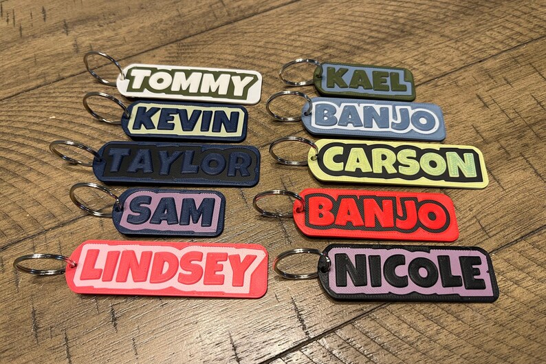 Personalized 3D Printed Name Tag Keychains | Multiple Colors | Custom Name Backpack or Luggage ...