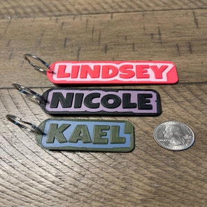Personalized 3D Printed Name Tag Keychains Multiple Colors Custom Name ...