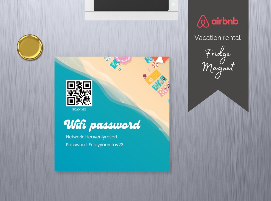 Wifi Instructions Magnet for Airbnb and Vacation Home Beach Theme Wifi ...
